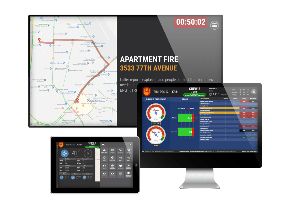 First Arriving Fire Station Digital Signage - EMS & Police Departments