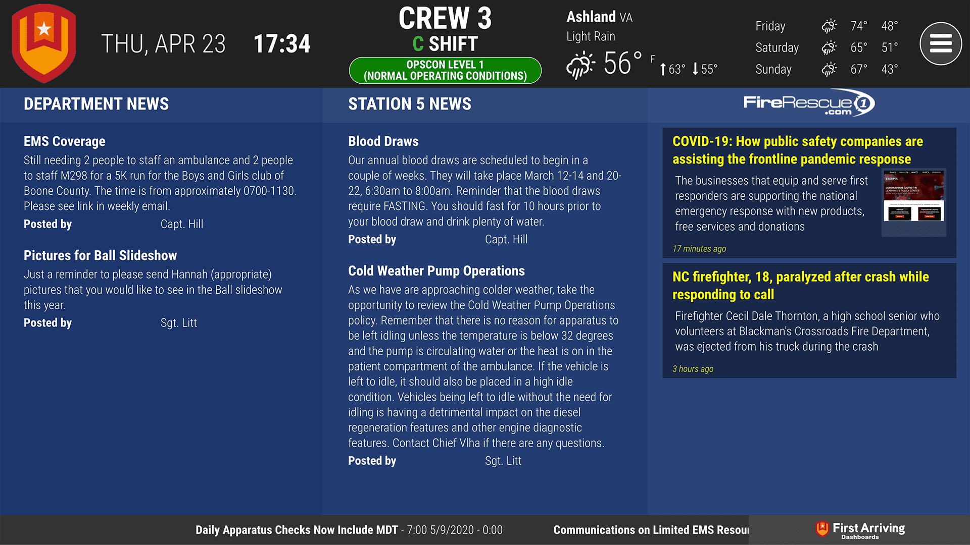 FireRescue1 - Firefighting News - First Arriving Dashboards