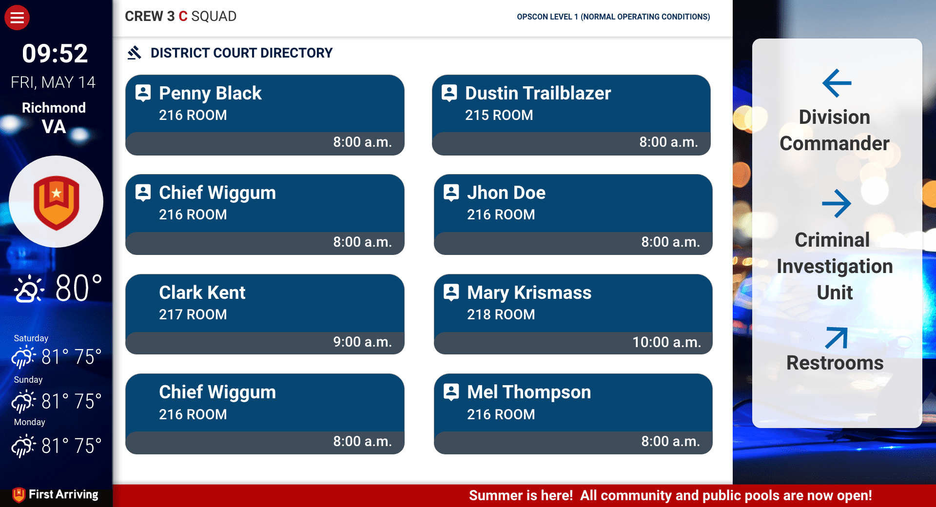 Digital Signage & Dashboards for Law Enforcement - First Arriving